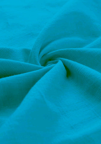 Men's Cotton Fabric Roll Up Sleeve Spread Collar Turquoise Kurta – Apektra